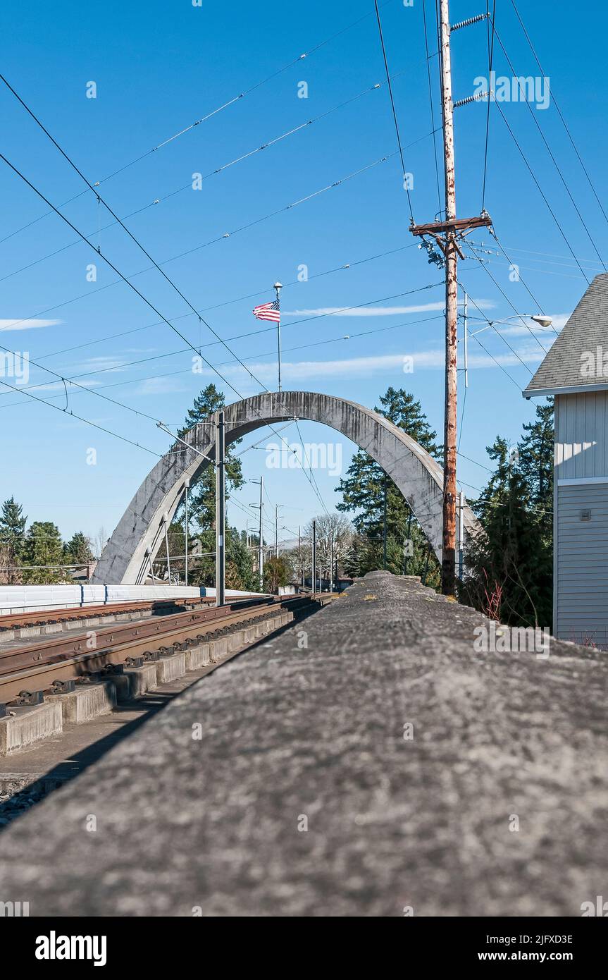 Hillsboro MAX Main Street Arch Bridge as seen from the top of the ...