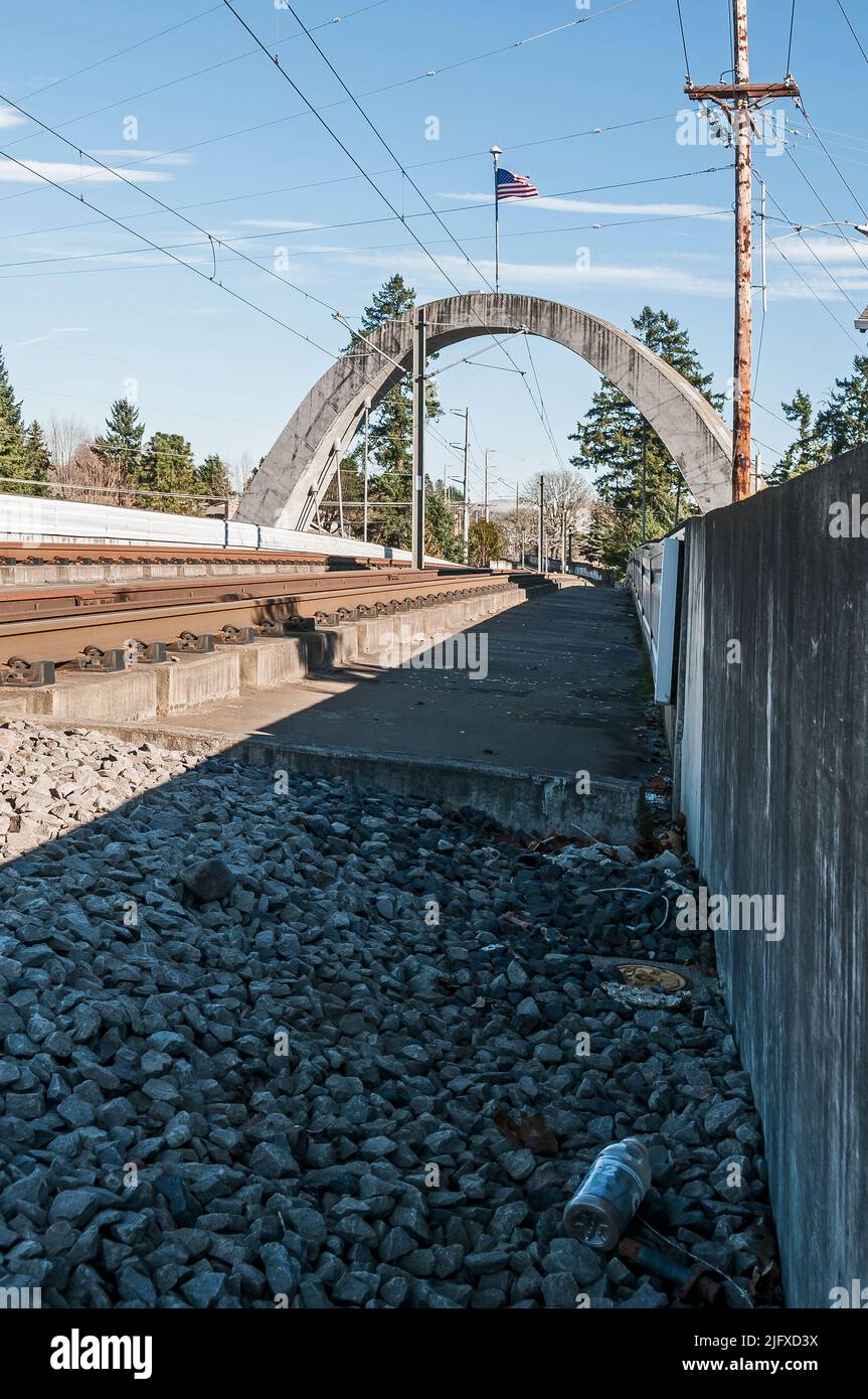 Hillsboro MAX Main Street Arch Bridge as seen from the top of the ...