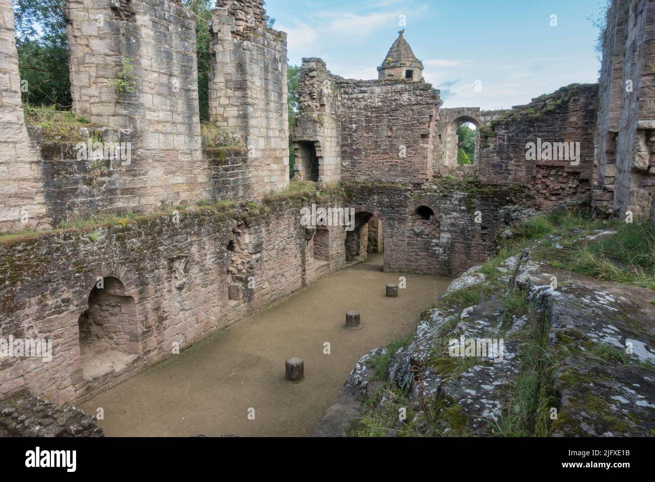 Hall undercroft of Spofforth Castle, a fortified manor house ruined ...