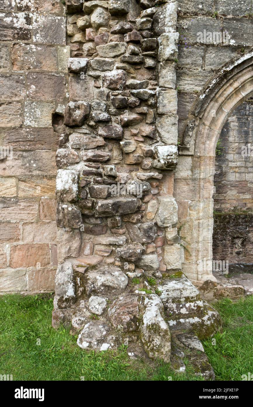 Wall construction detail of Spofforth Castle, a fortified manor house ...
