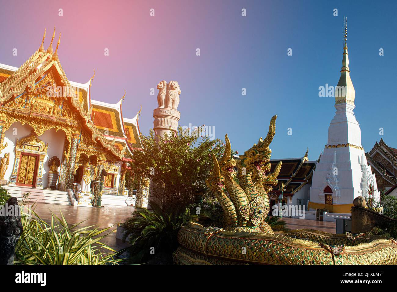 A Serpent or Naga guardians front Thai Church is Wat Phra That Choeng ... A Serpent or Naga guardians front Thai Church is Wat Phra That Choeng ...
