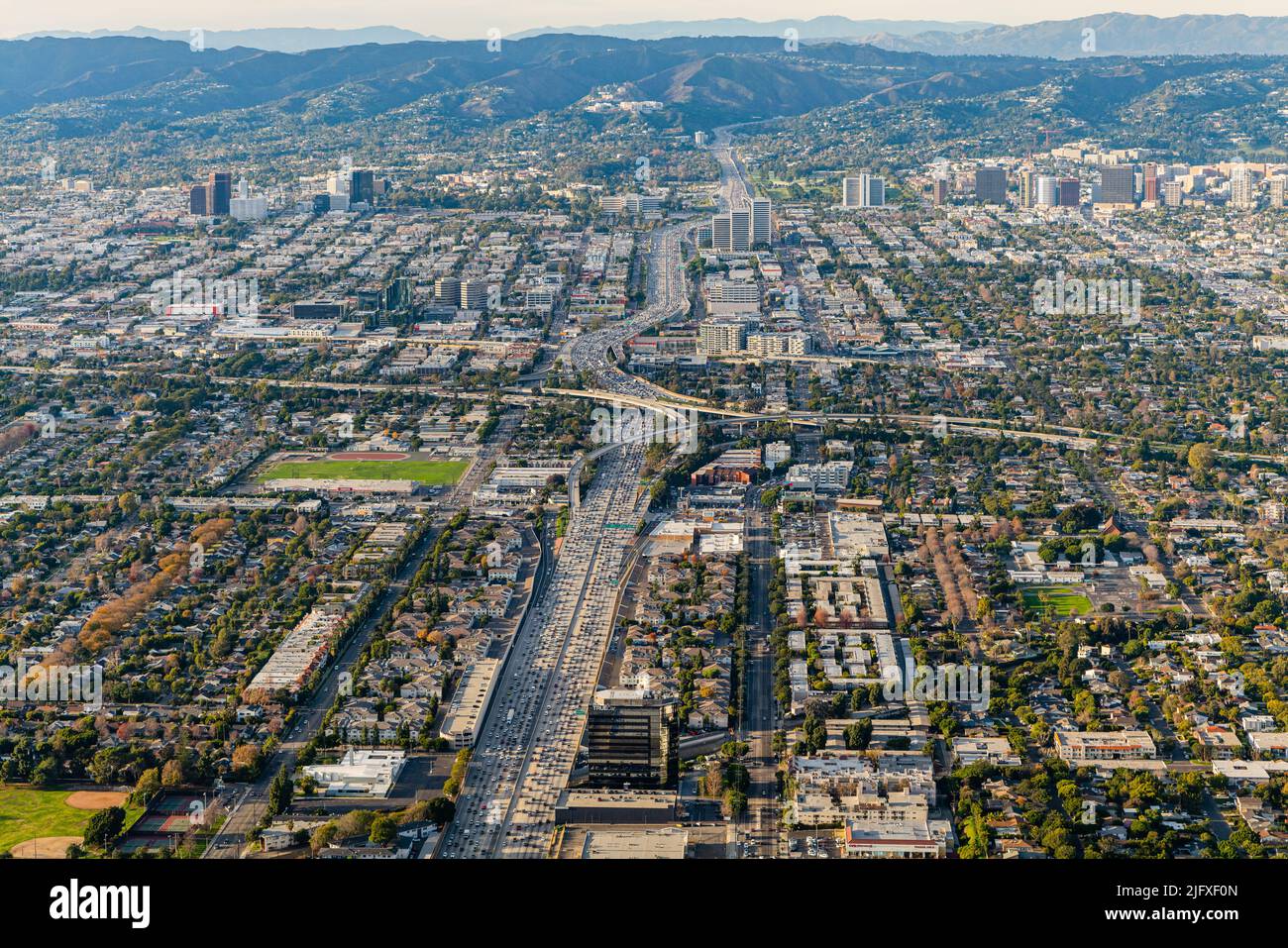 I-405 and I-10 Interchange Freeway Aerial, Los Angeles, California ...