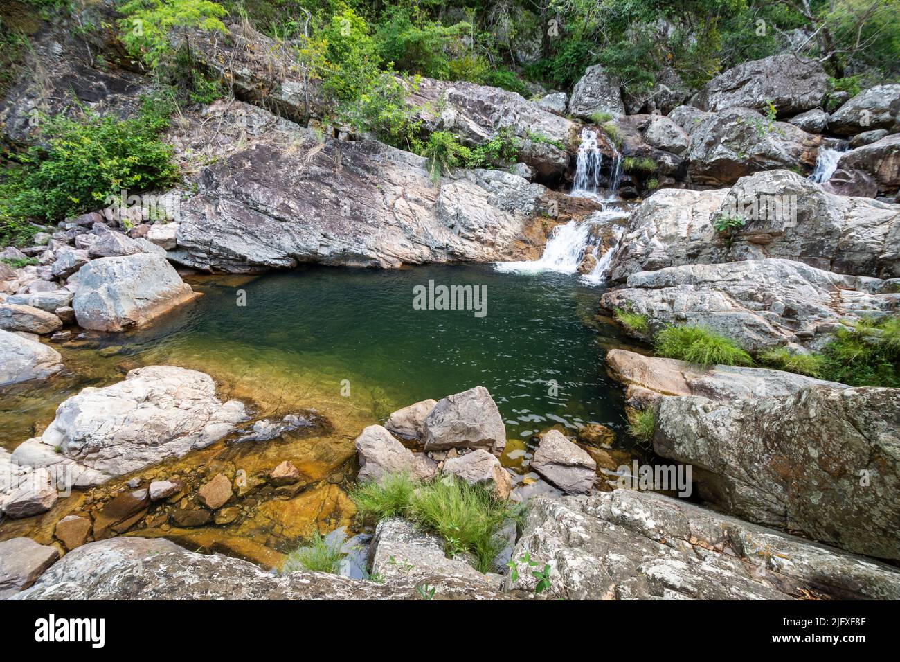 View to beautiful wild river pool on green area Stock Photo - Alamy