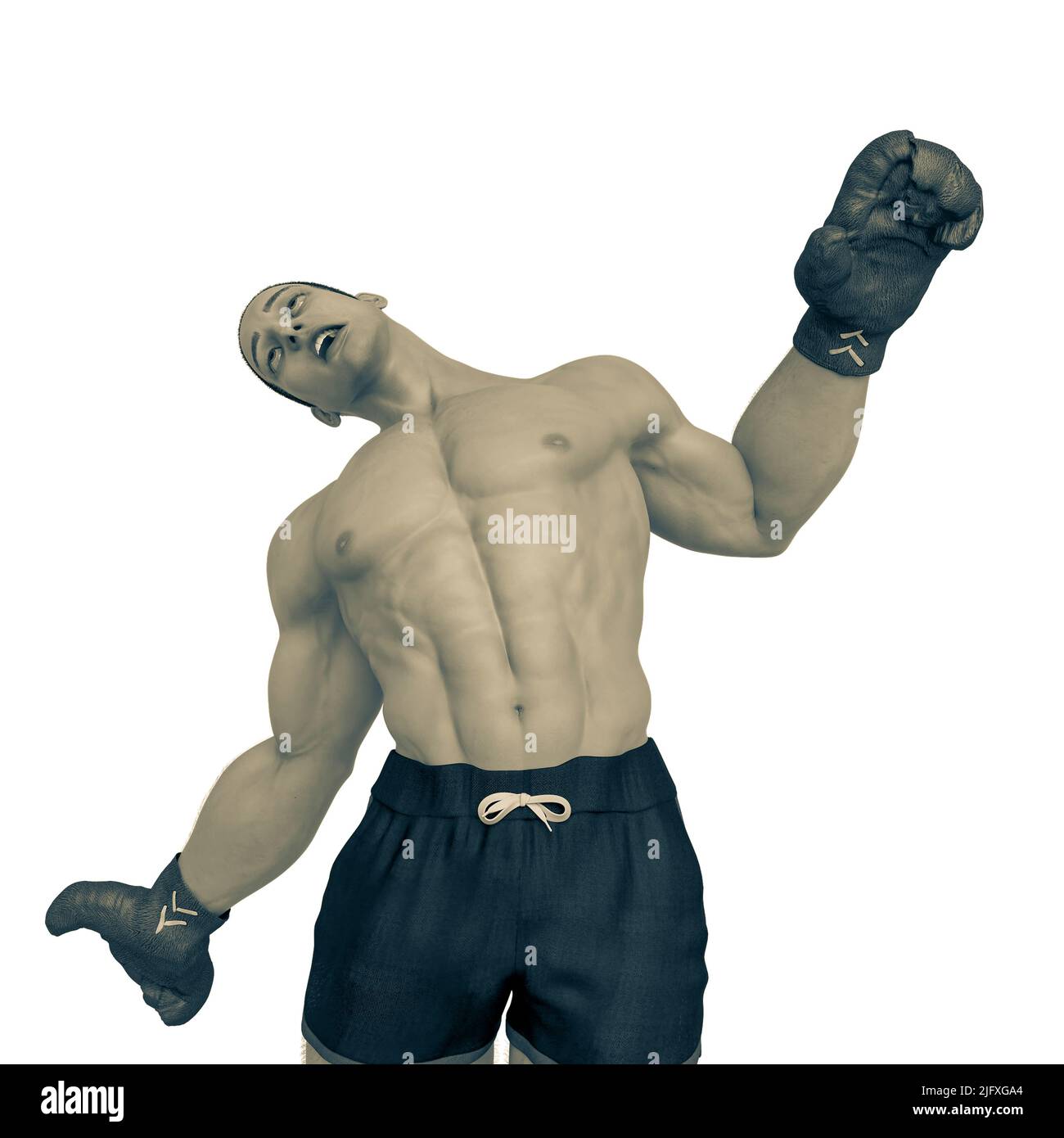 boxer cartoon has been punched first person view in a white background ...