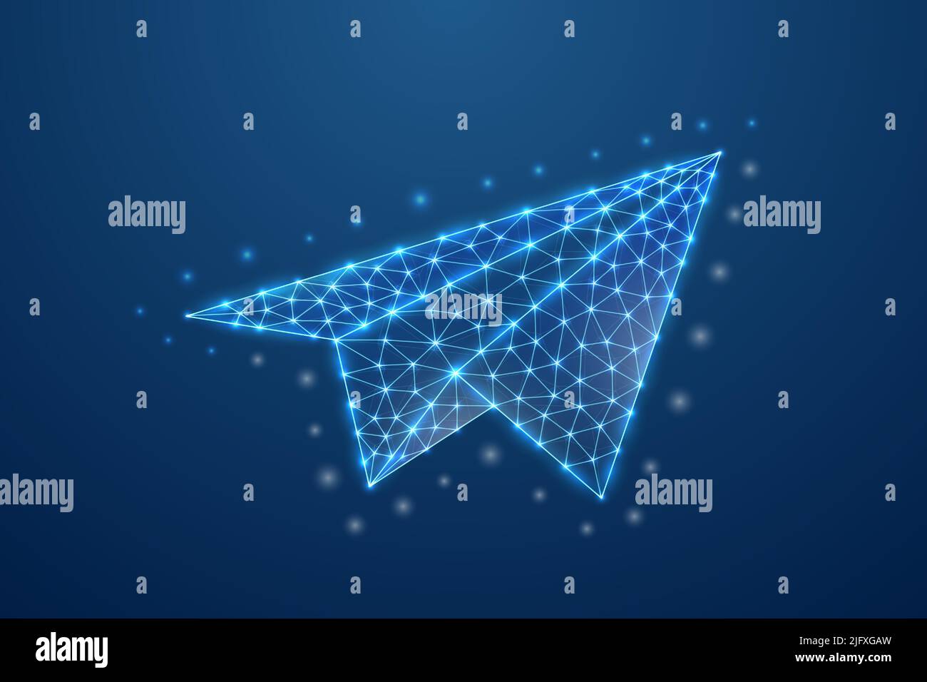 Paper airplane 3d symbol in blue low poly style. Travel, freedom ...