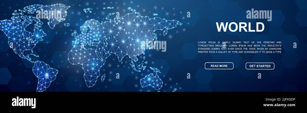 World Map 3d low poly symbol for head promotion banner. Geography ...