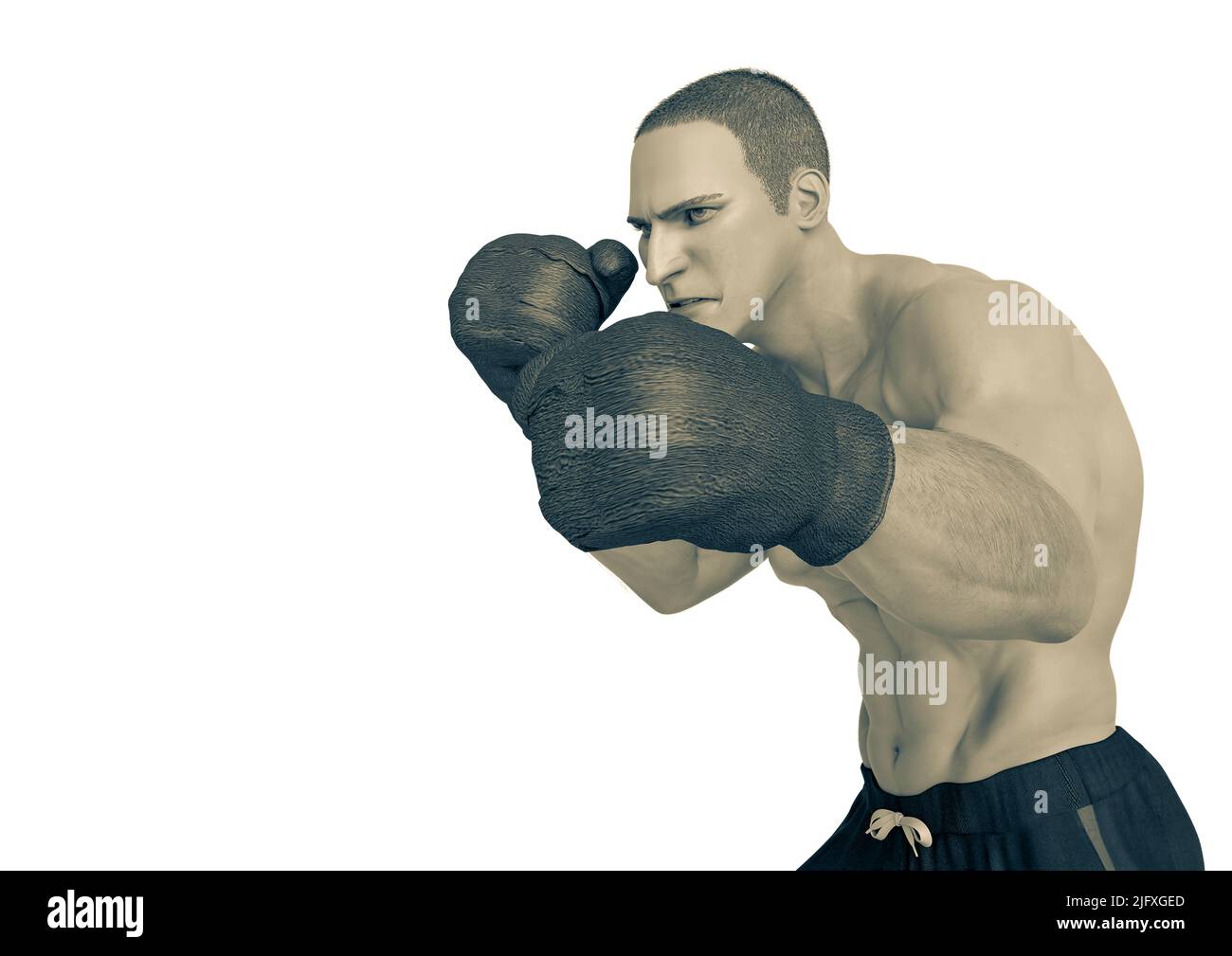 boxer cartoon left attack in a white background. This guy in clipping ...