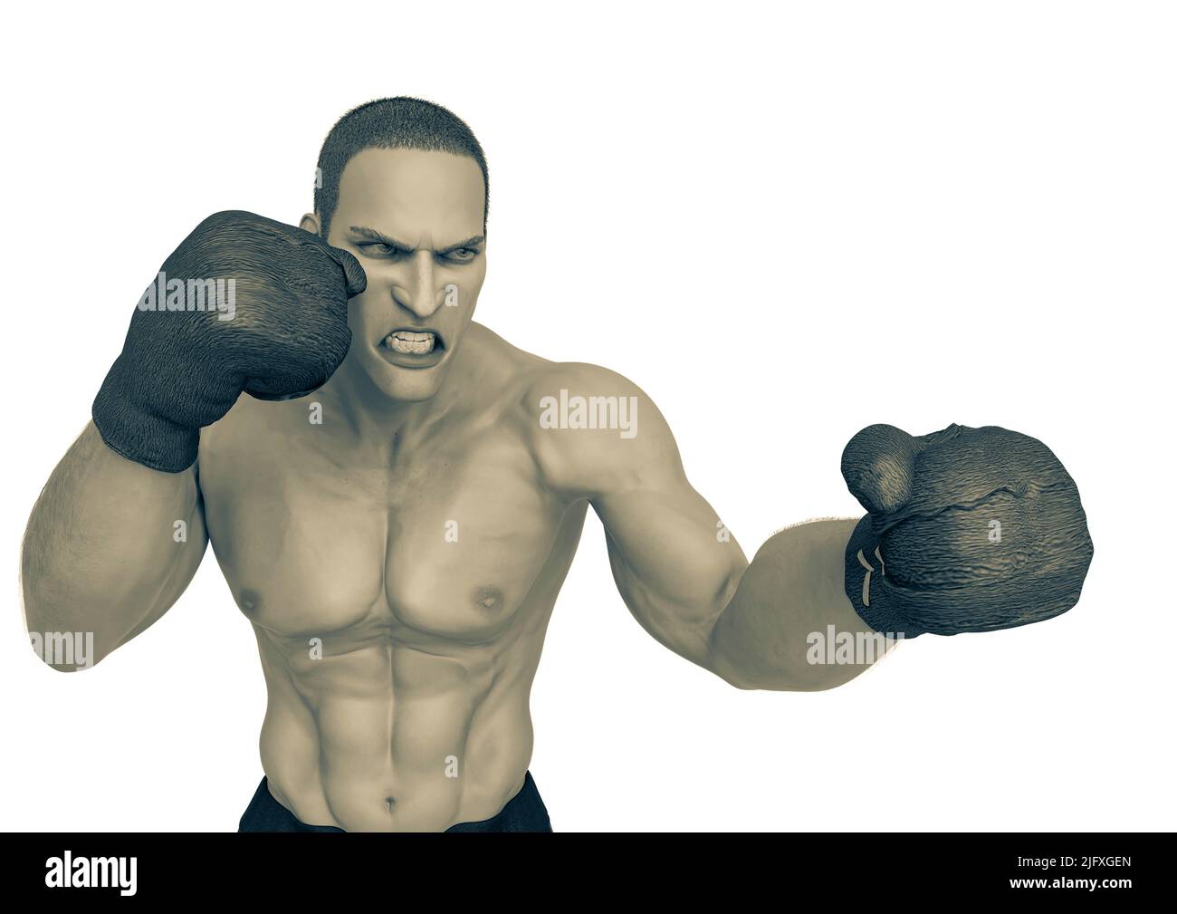 boxer cartoon puch attack in a white background. This guy in clipping ...