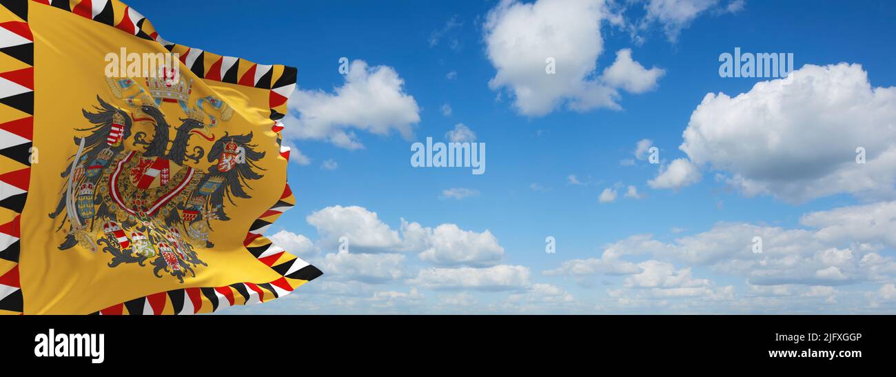 official flag of Austrian Imperial Standard Austria at cloudy sky ...