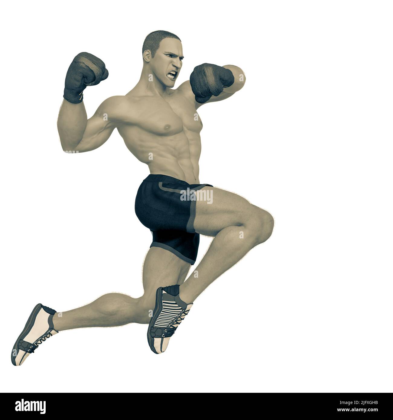boxer cartoon super punch in a white background. This guy in clipping ...