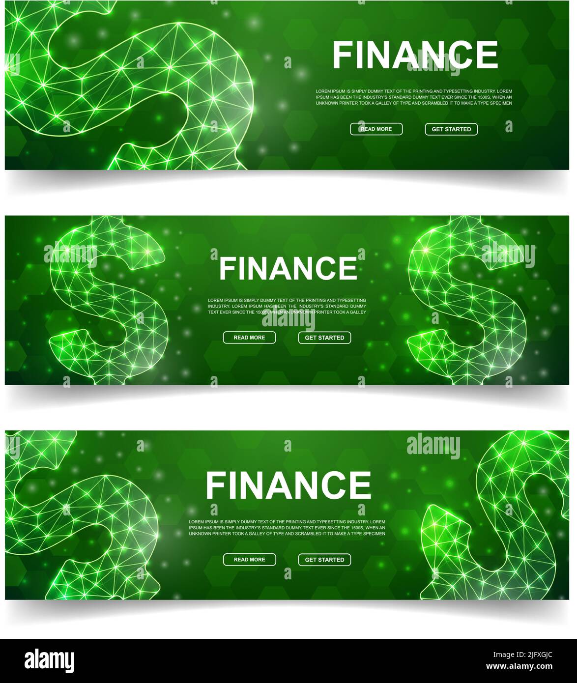 Set of three Dollar horizontal banners. Horizontal illustration for ...