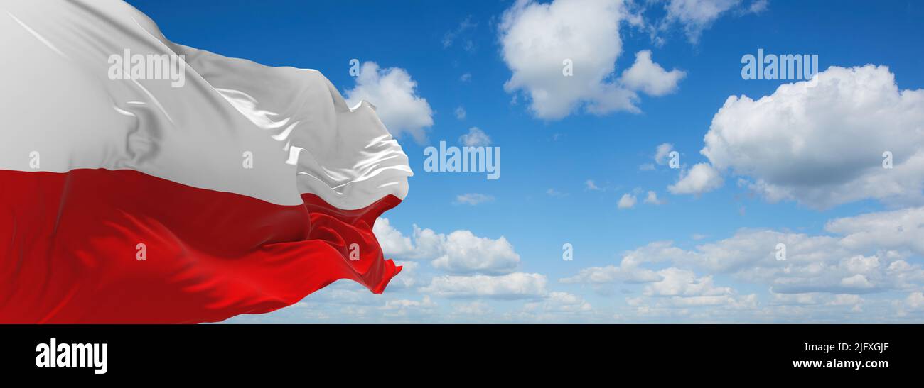 official flag of Bohemia Austria at cloudy sky background on sunset ...