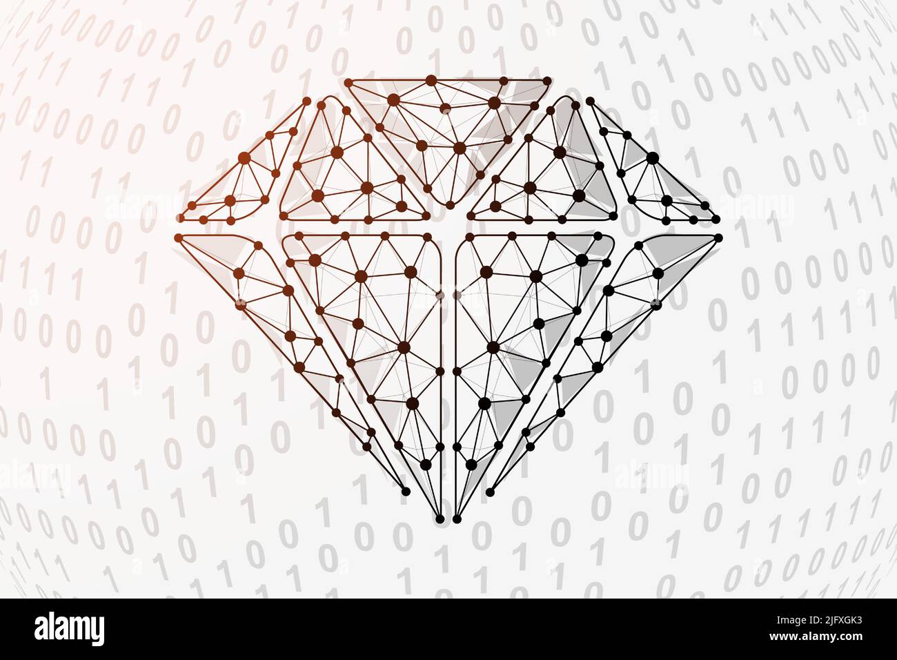Diamond 3d low poly symbol with binary code background. Brilliant ...
