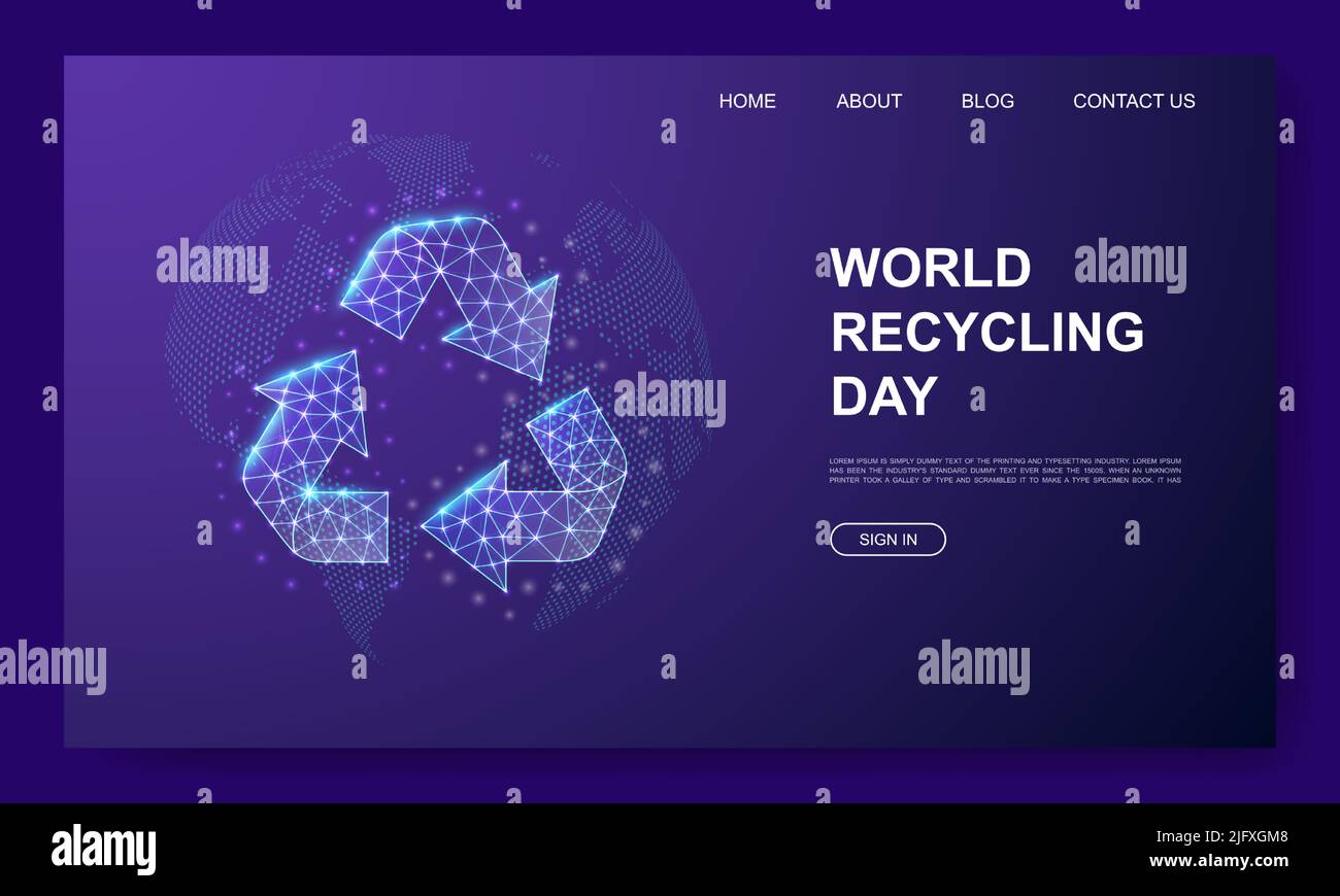 Recycle 3d low poly website template. Waste recycling design ...