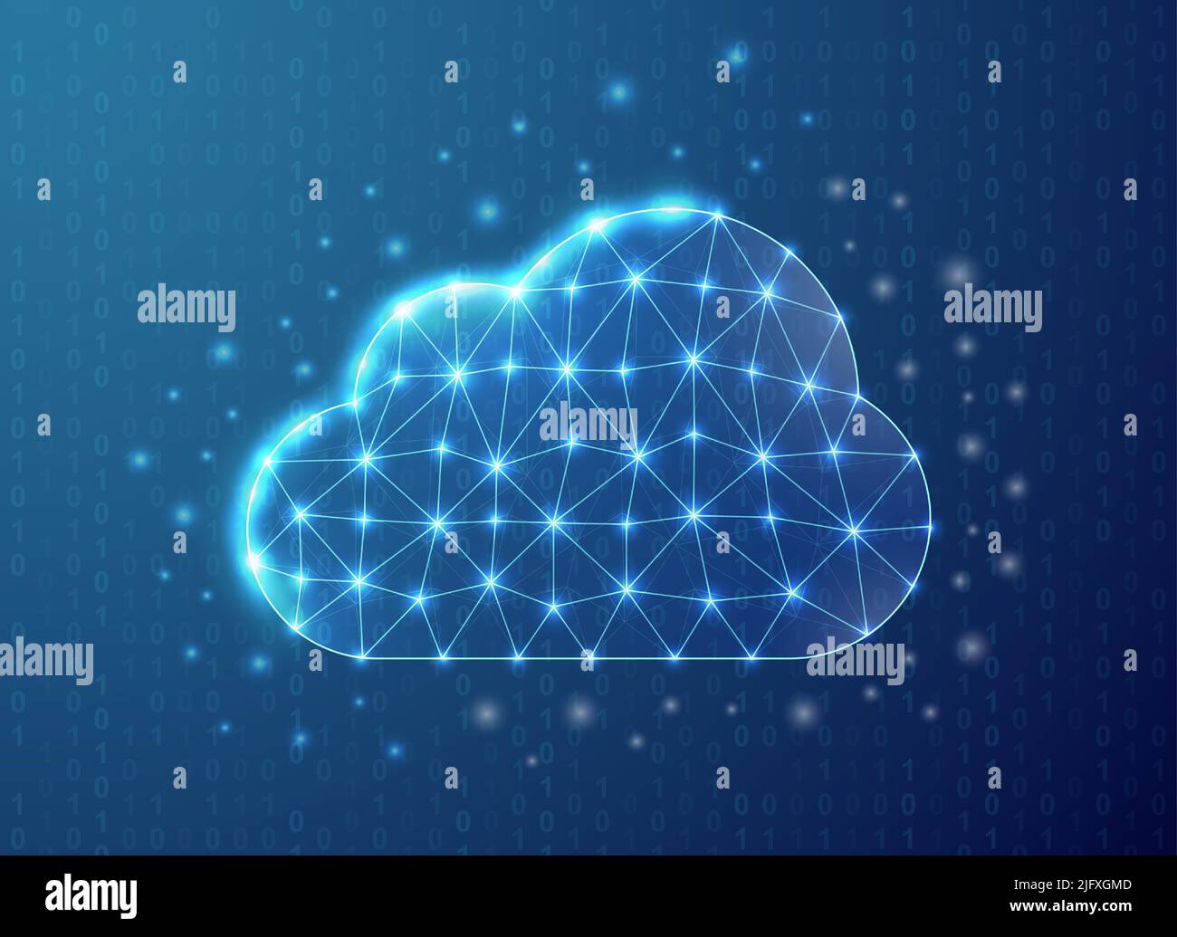 Cloud polygonal symbol with binary code background. Download concept ...