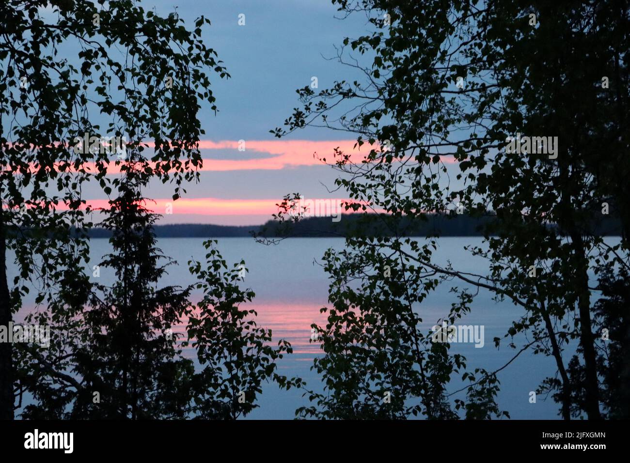 Blue hour after sunset on Lake Pyhäjärvi in Uukuniemi, Eastern Finland ...