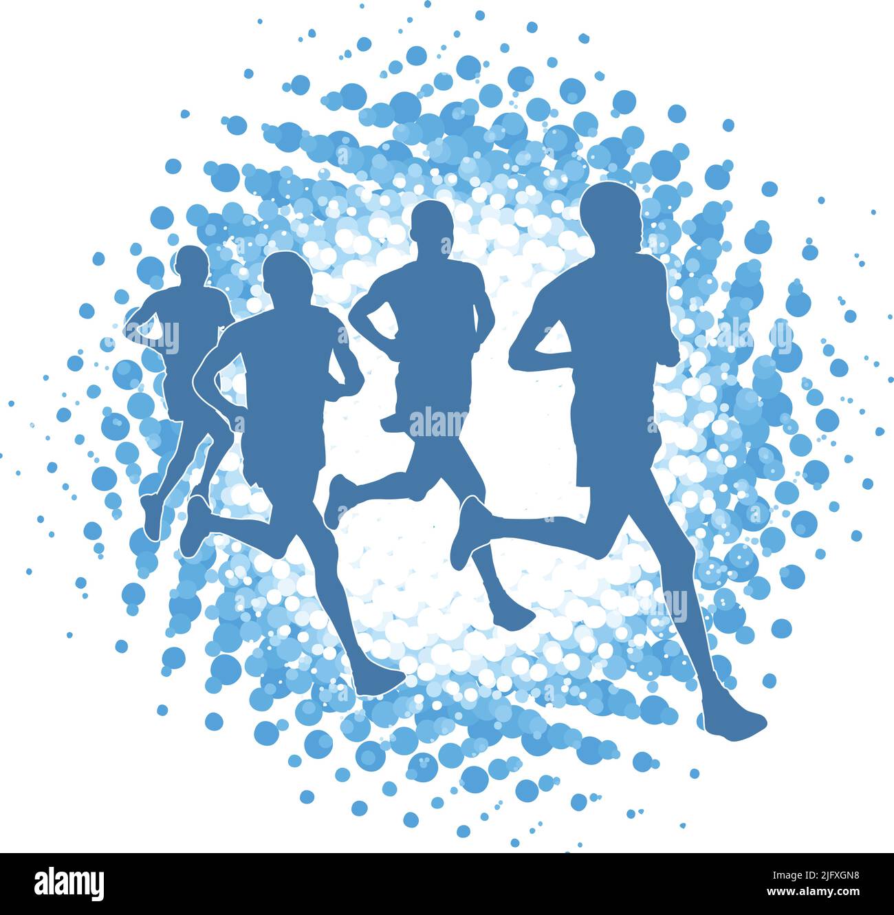 runners silhouettes over halftone splash background - vector artwork ...