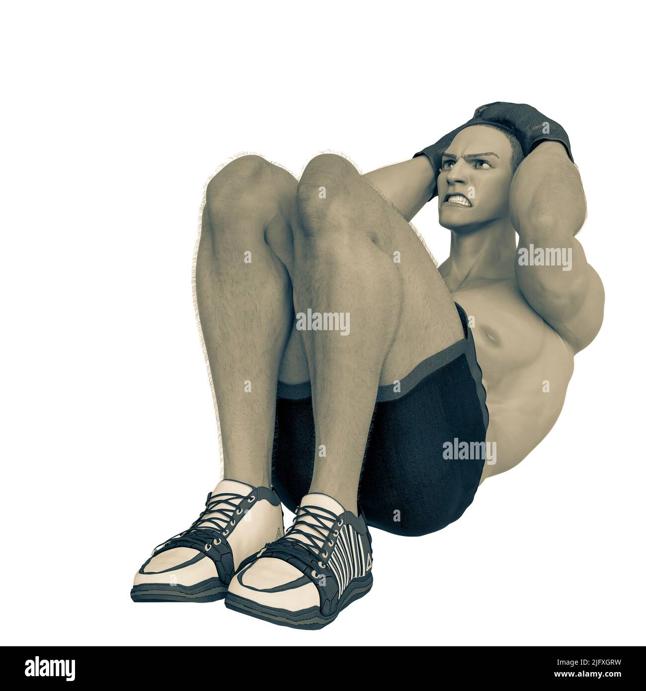 boxer cartoon doing abs in a white background. This guy in clipping ...