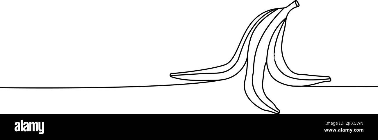 Banana Peel one line continuous drawing. Peel of banana continuous one ...