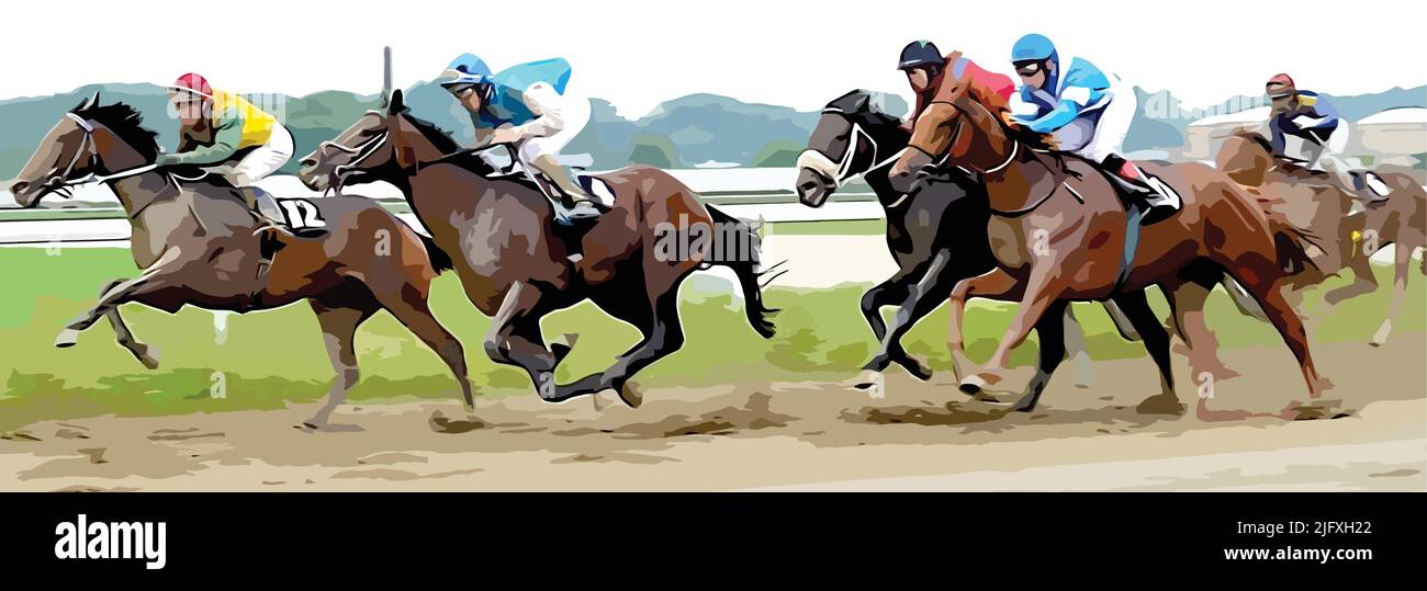 Horse race color illustration - vector artwork Stock Vector Image & Art ...