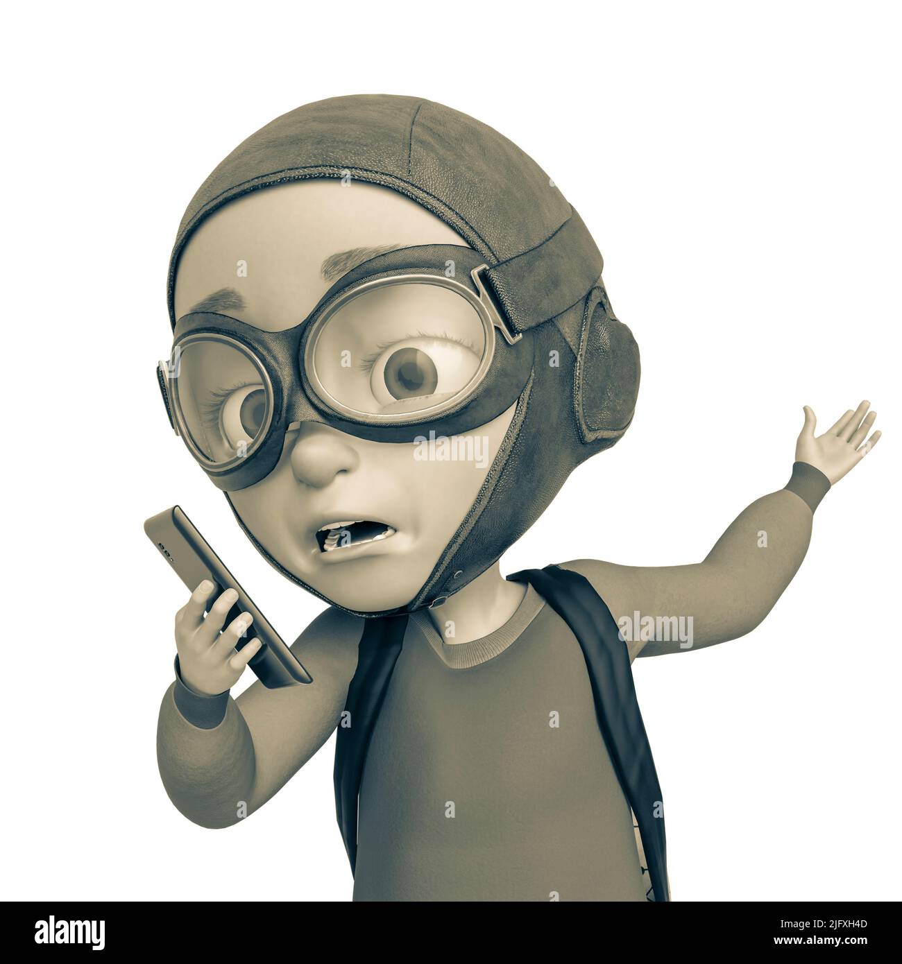 little boy cartoon holding a bad news in a white background close up ...