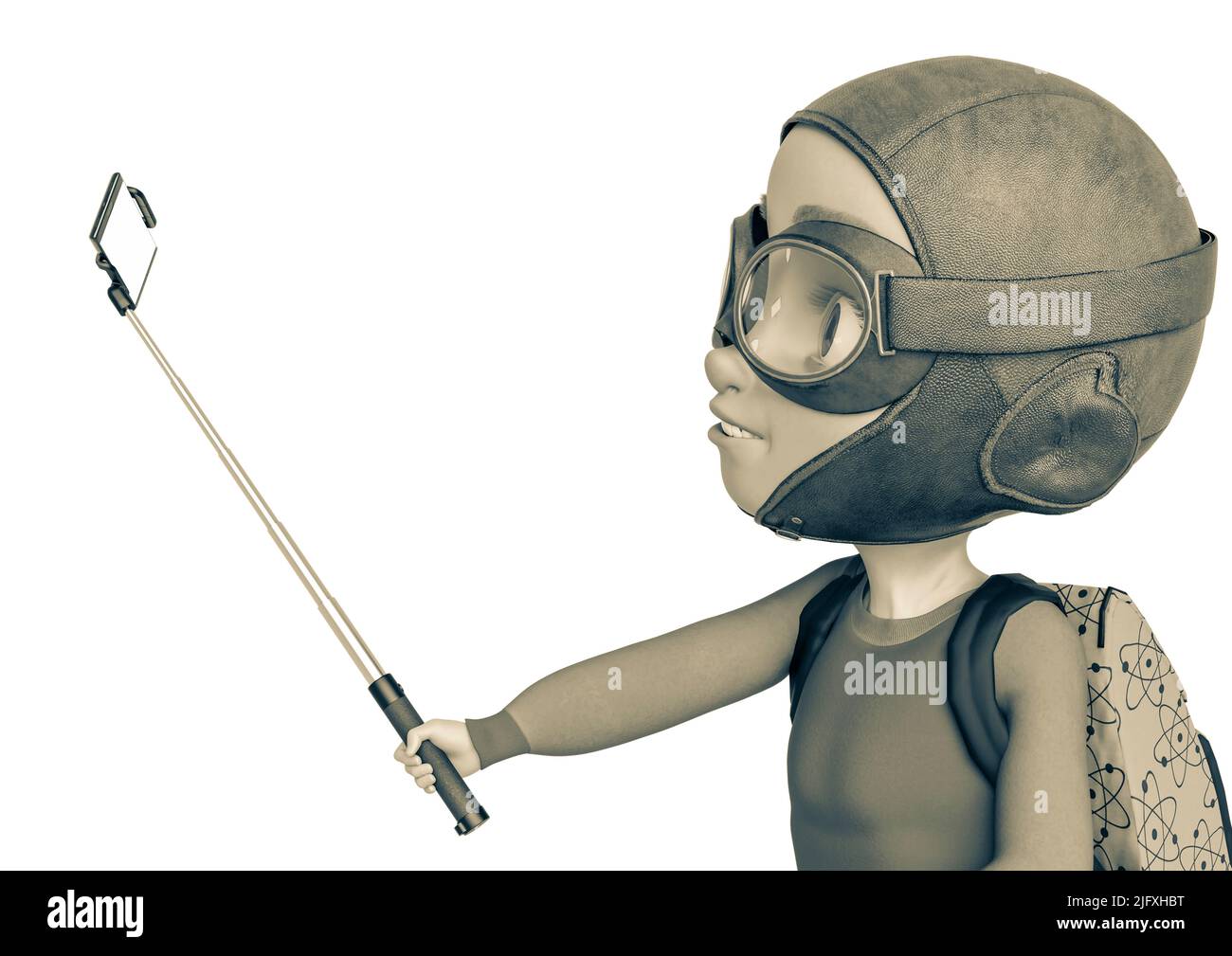 little boy cartoon taking a self picture in a white background close up ...