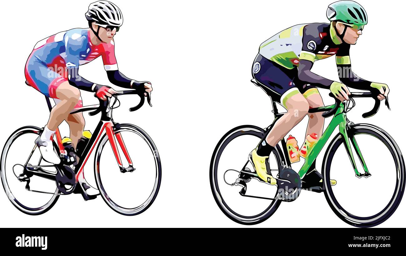 race bicyclists color illustration - vector Stock Vector Image & Art ...