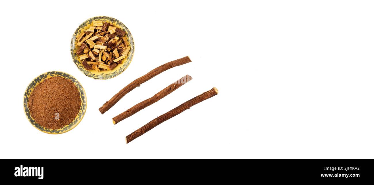 Glycyrrhiza glabra - Ground stems of organic licorice Stock Photo - Alamy