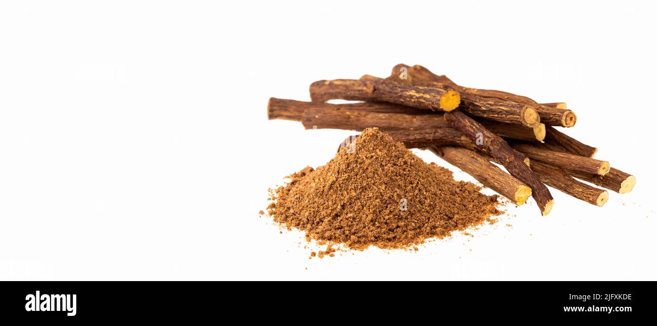 Ground stems of organic licorice - Glycyrrhiza glabra Stock Photo - Alamy