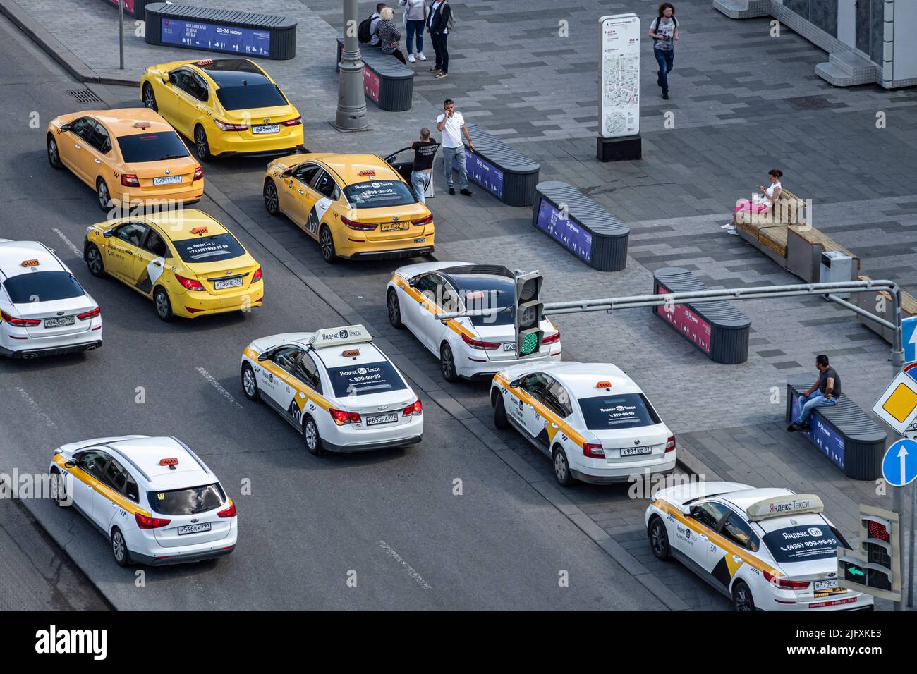 Russia, Moscow. Taxi stand Stock Photo - Alamy
