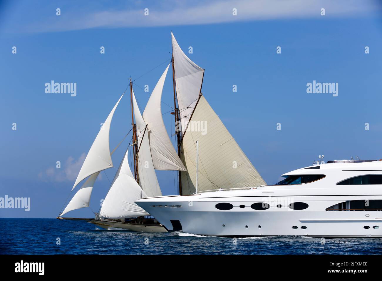 Luxury sailing ship schooner and motor yacht cruising in Phuket Island ...