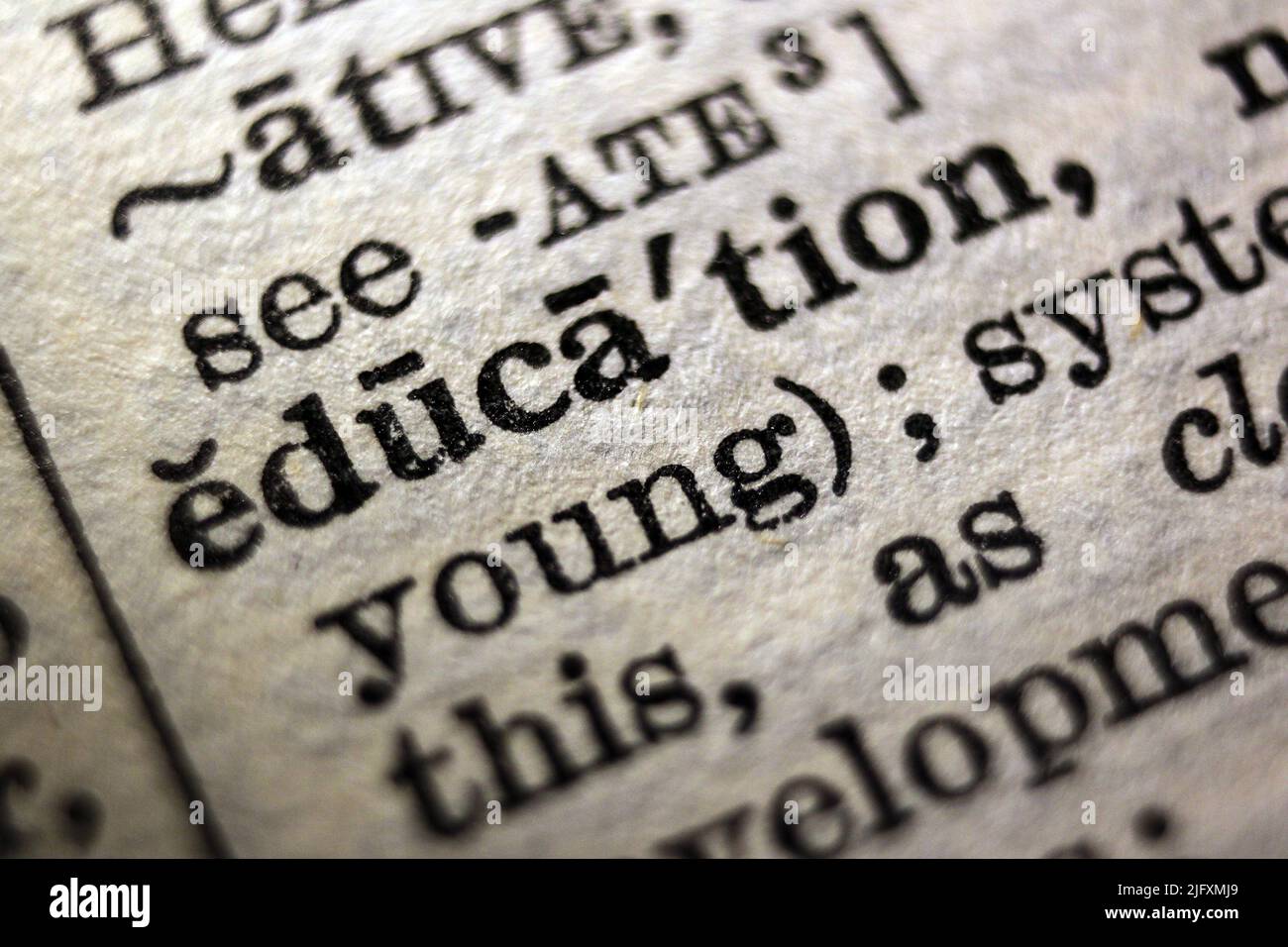Definition of word education on dictionary page, close-up Stock Photo ...