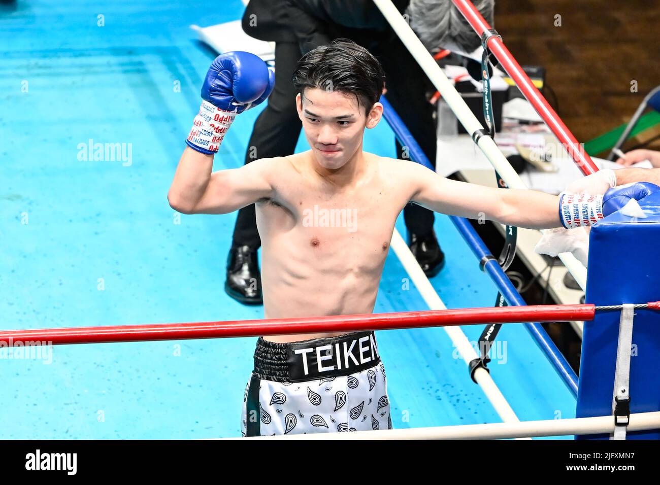 Tokyo, Japan. 2nd July, 2022. Kyosuke Takami won the light flyweight ...