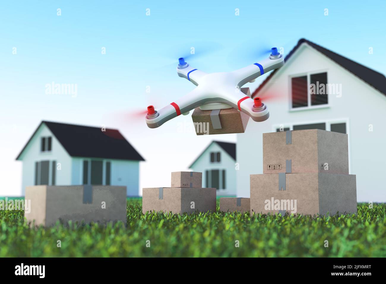 Parcel delivery by quadcopter. modern delivery service technology ...