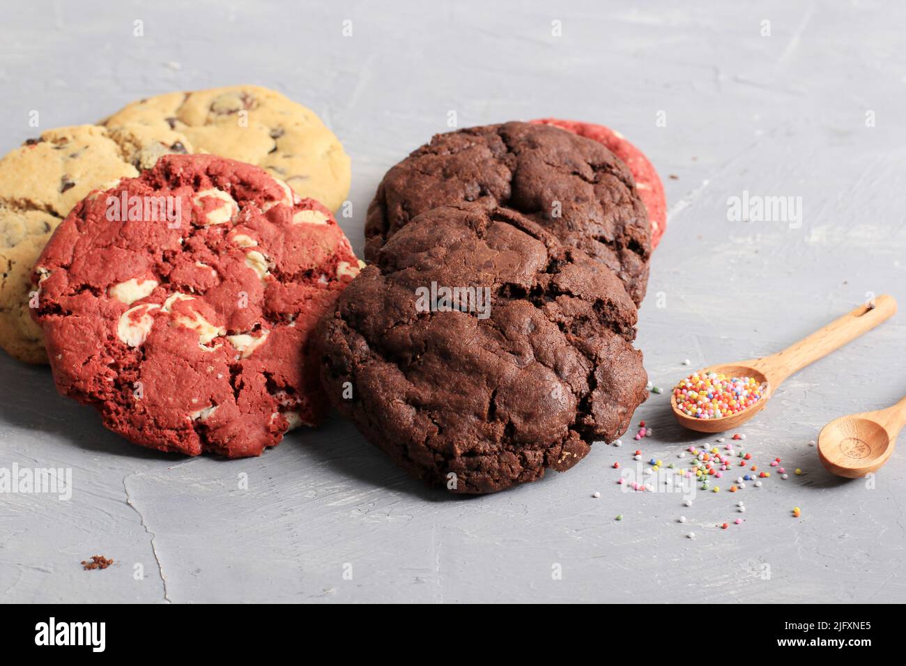 Various Soft American Cookies, Vanilla, Red Velvet and Dark Chocolate ...