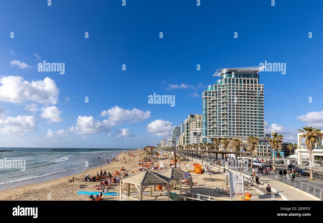Tel Aviv, Israel, 15 April, 2022: Scenic Tel Aviv coastline seashore ...