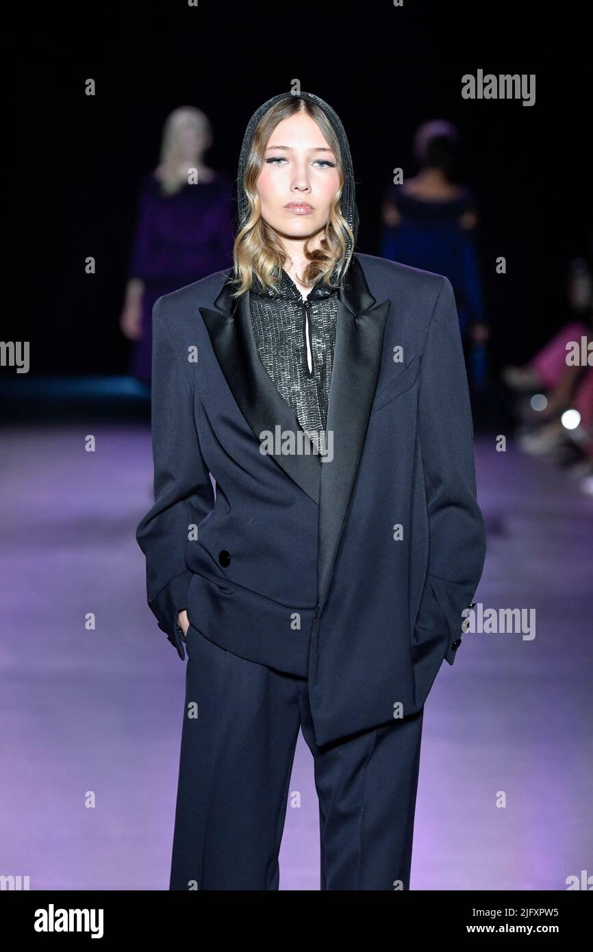 A model walks on the runway at the Fournier fashion show during Fall ...