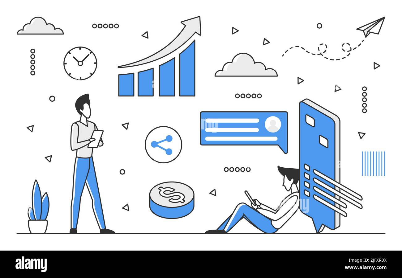 Market trend research. Business chart analysis, financial statistics ...