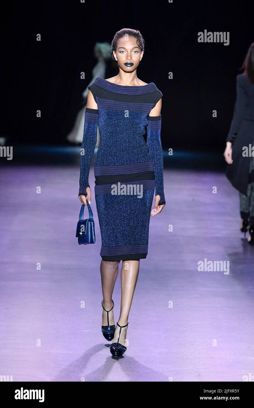 A model walks on the runway at the Fournier fashion show during Fall ...