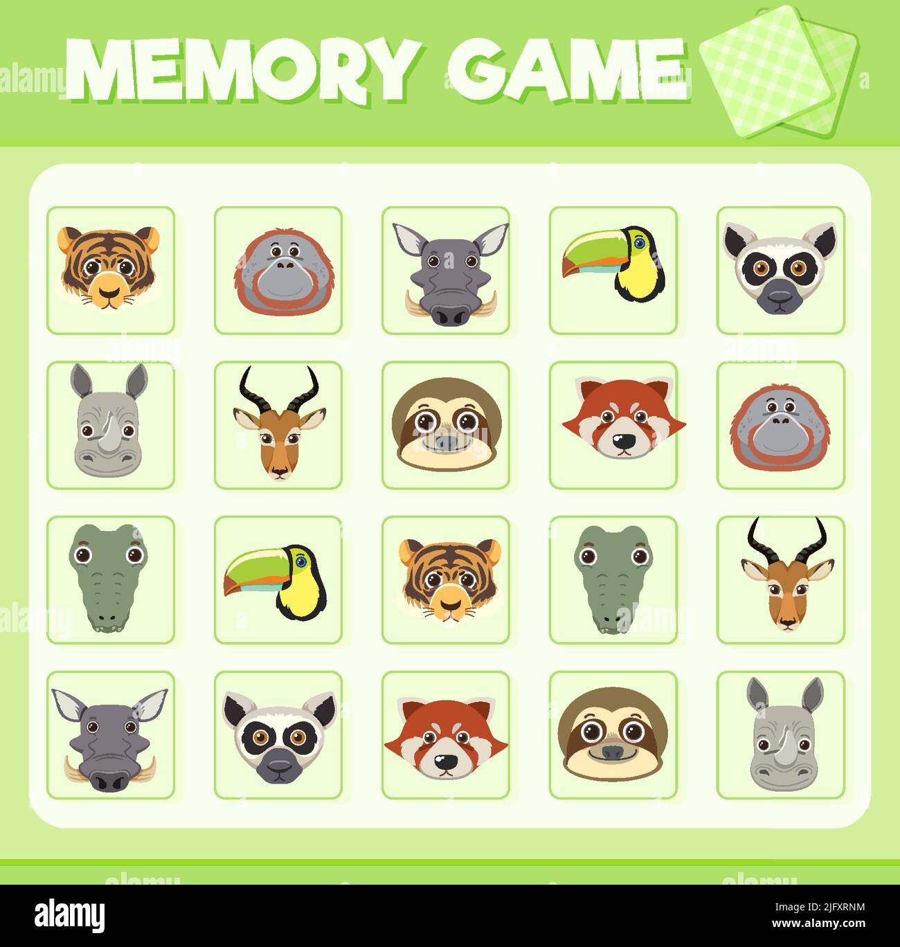 Animal memory card game illustration Stock Vector Image & Art - Alamy