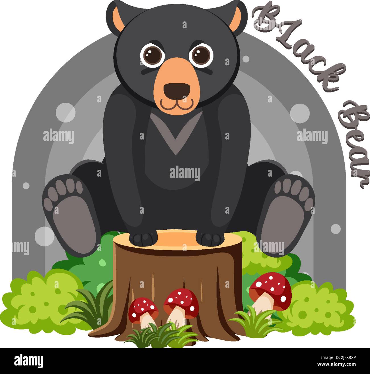 Cute black bear in cartoon flat style illustration Stock Vector Image ...