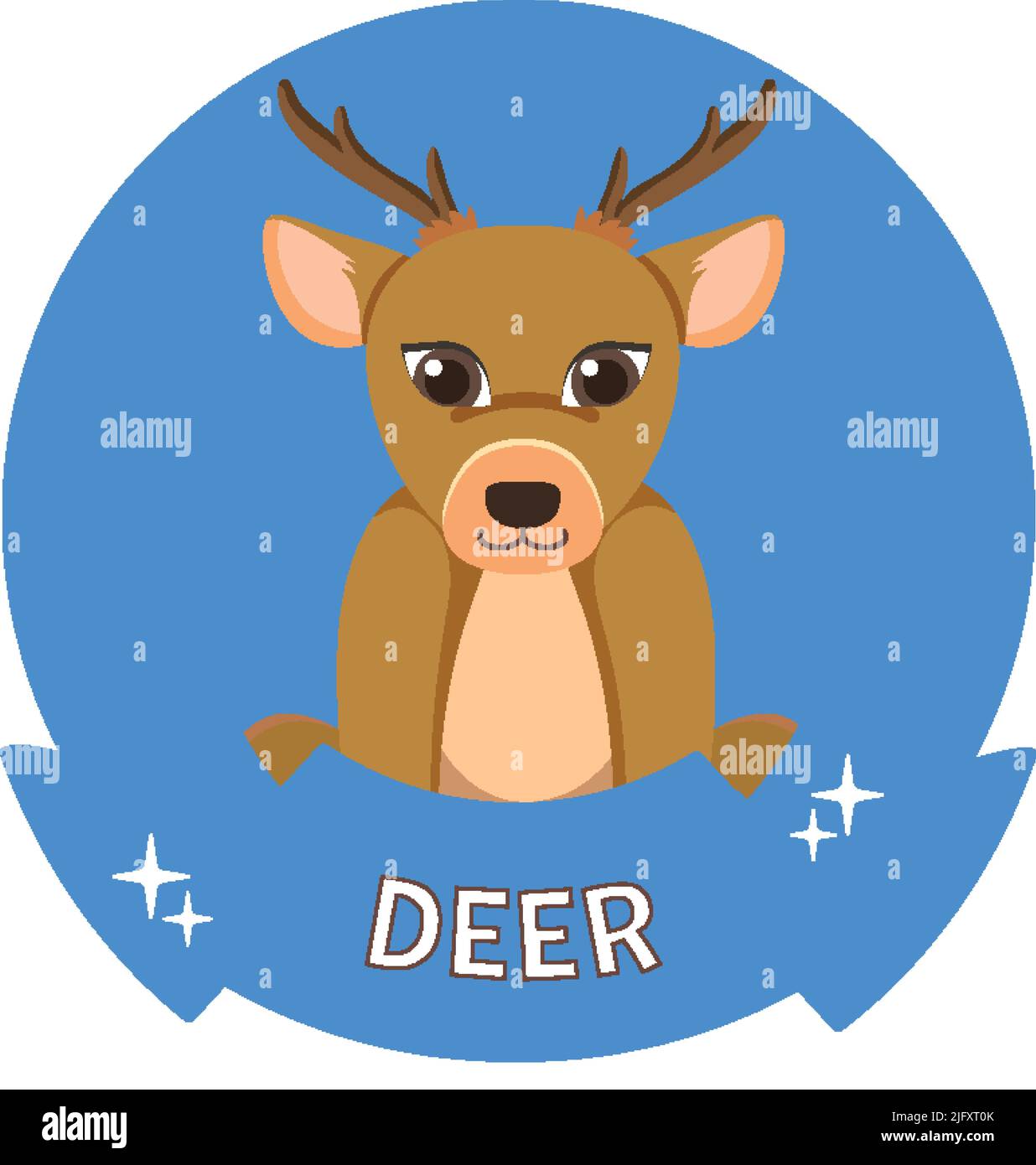 Cute deer cartoon badge illustration Stock Vector Image & Art - Alamy