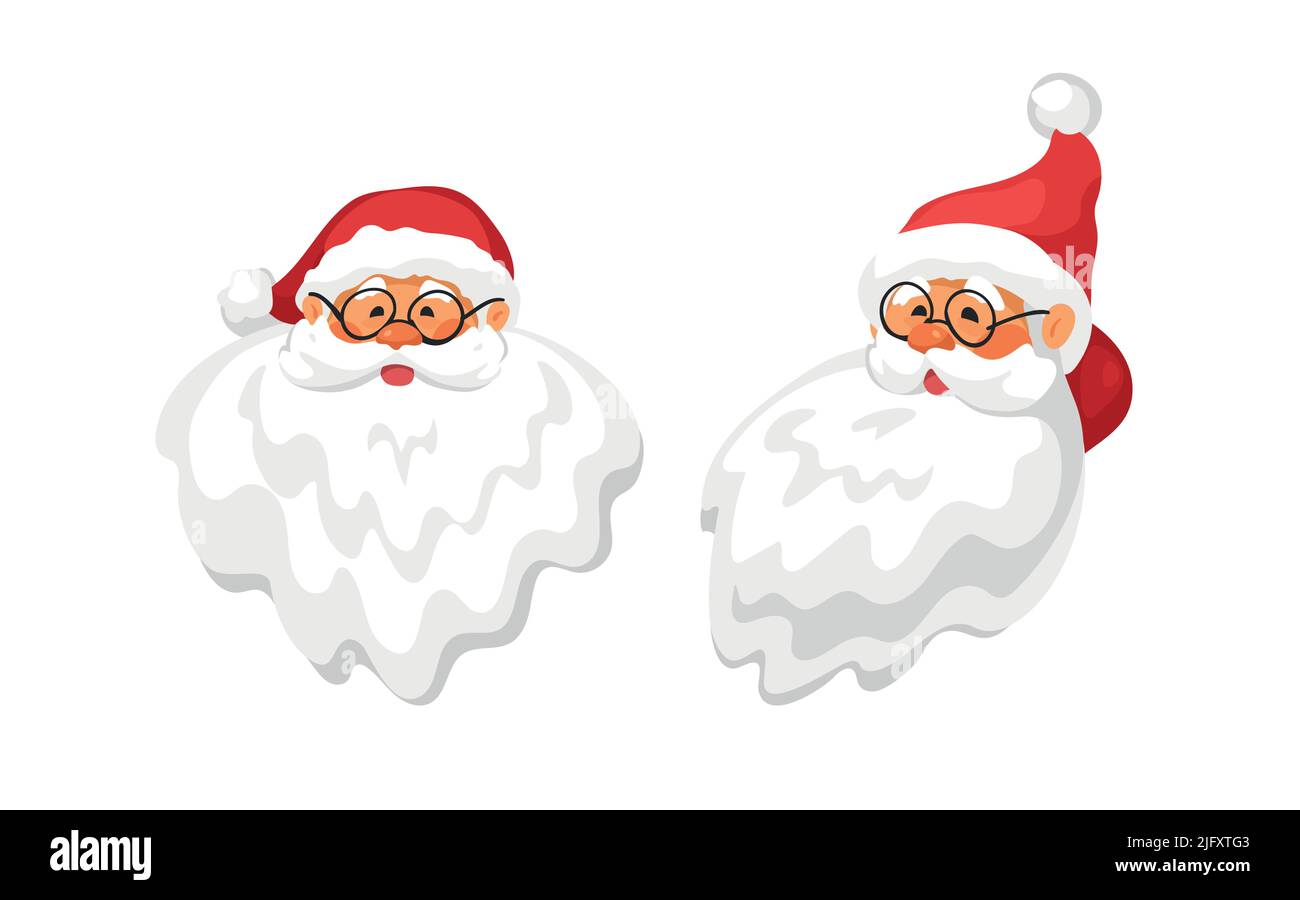 Portrait of Santa Claus front and profile. Santa s head with beard ...