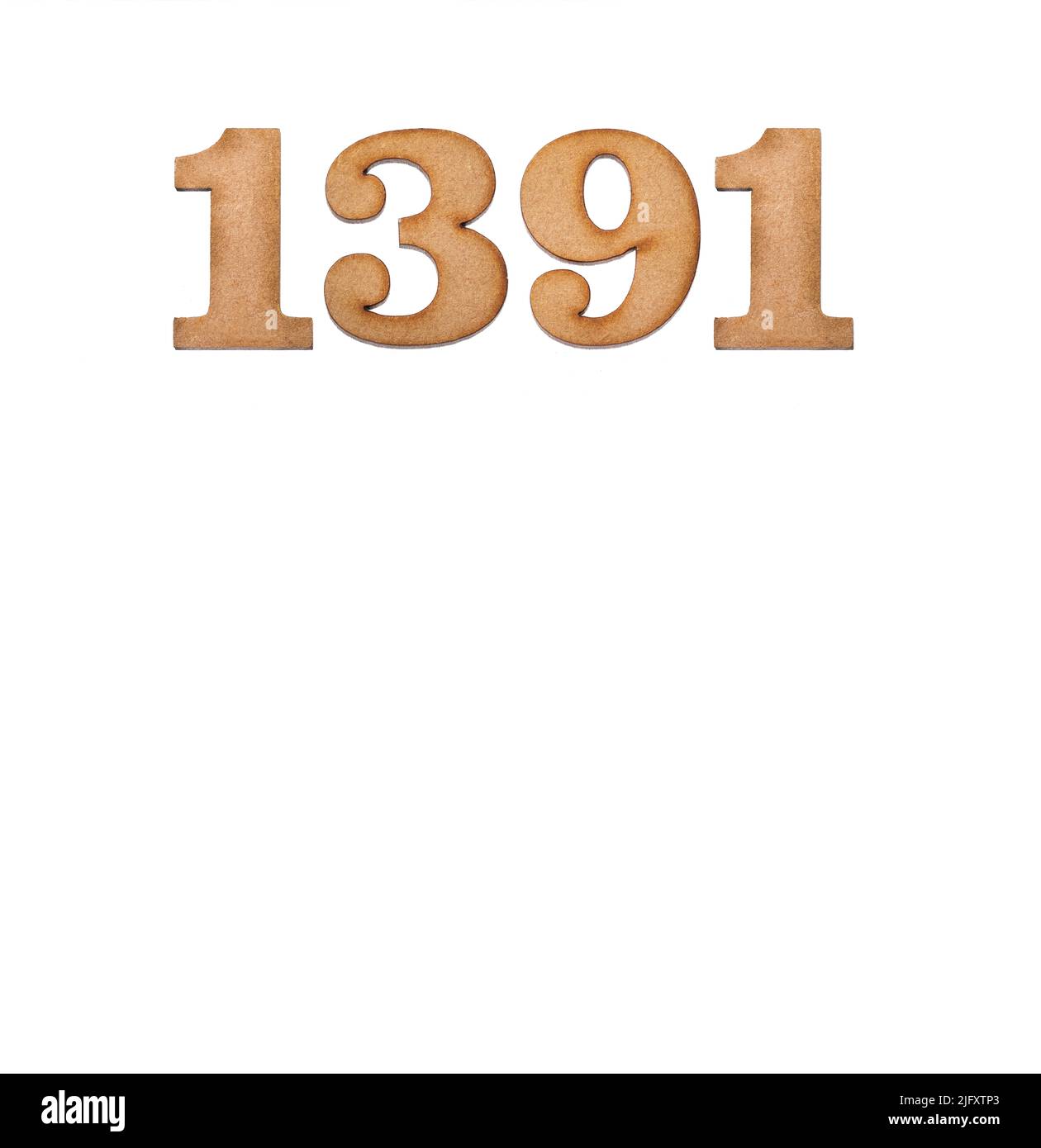 Number 1391 in wood, isolated on white background Stock Photo - Alamy