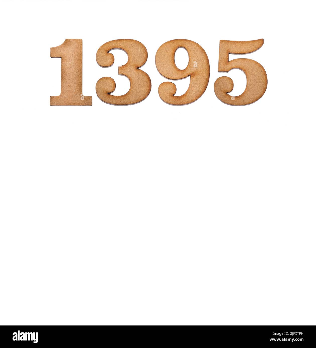Number 1395 in wood, isolated on white background Stock Photo - Alamy