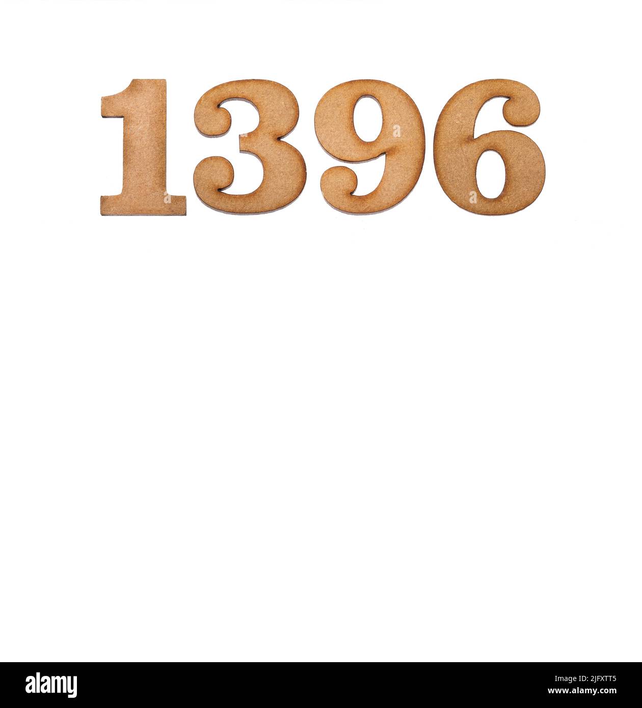 Number 1396 - Piece of wood isolated on white background Stock Photo ...
