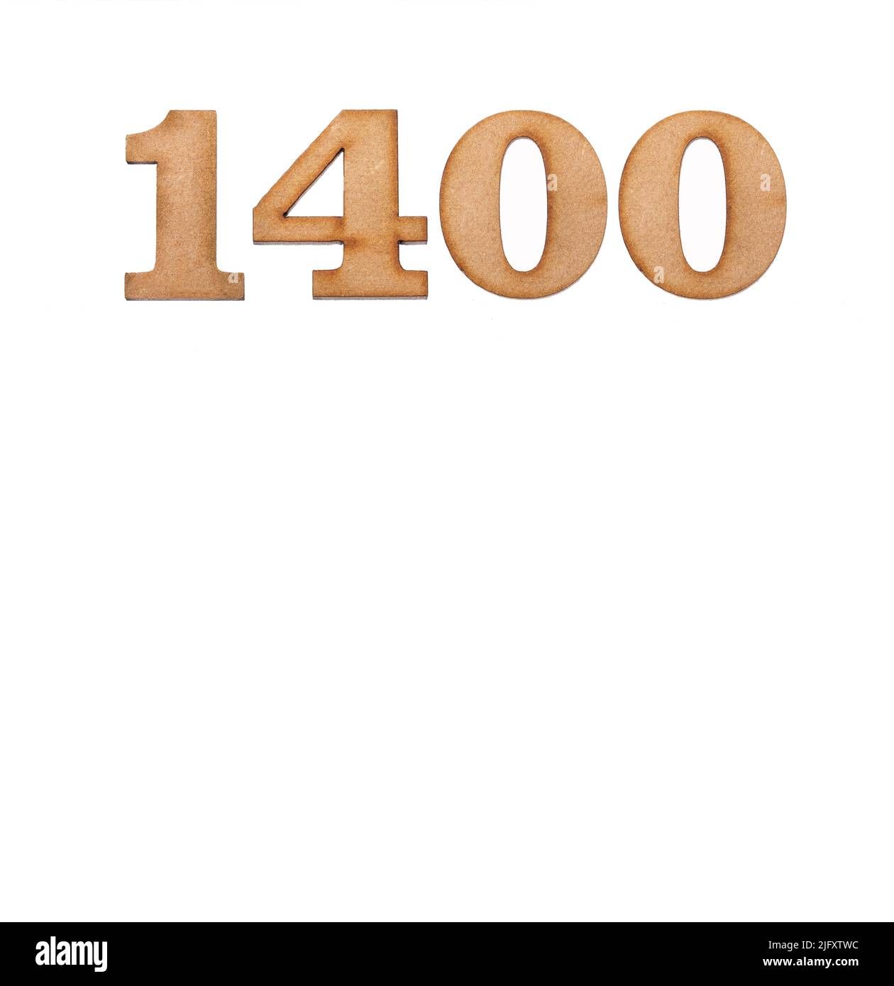 Number 1400 - Piece of wood isolated on white background Stock Photo ...