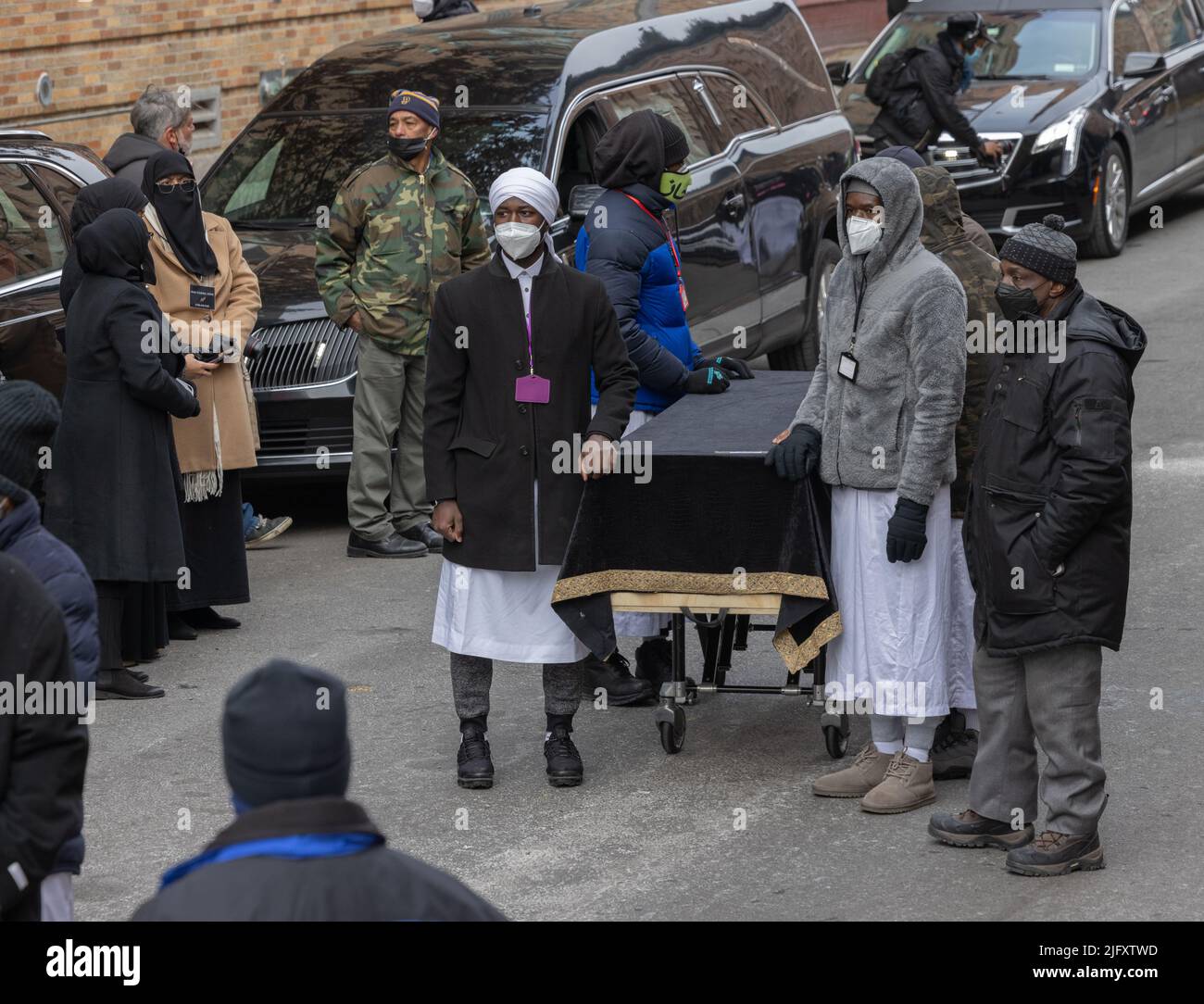 THE BRONX, N.Y. – January 16, 2022: Casket-bearers arrive at the ...