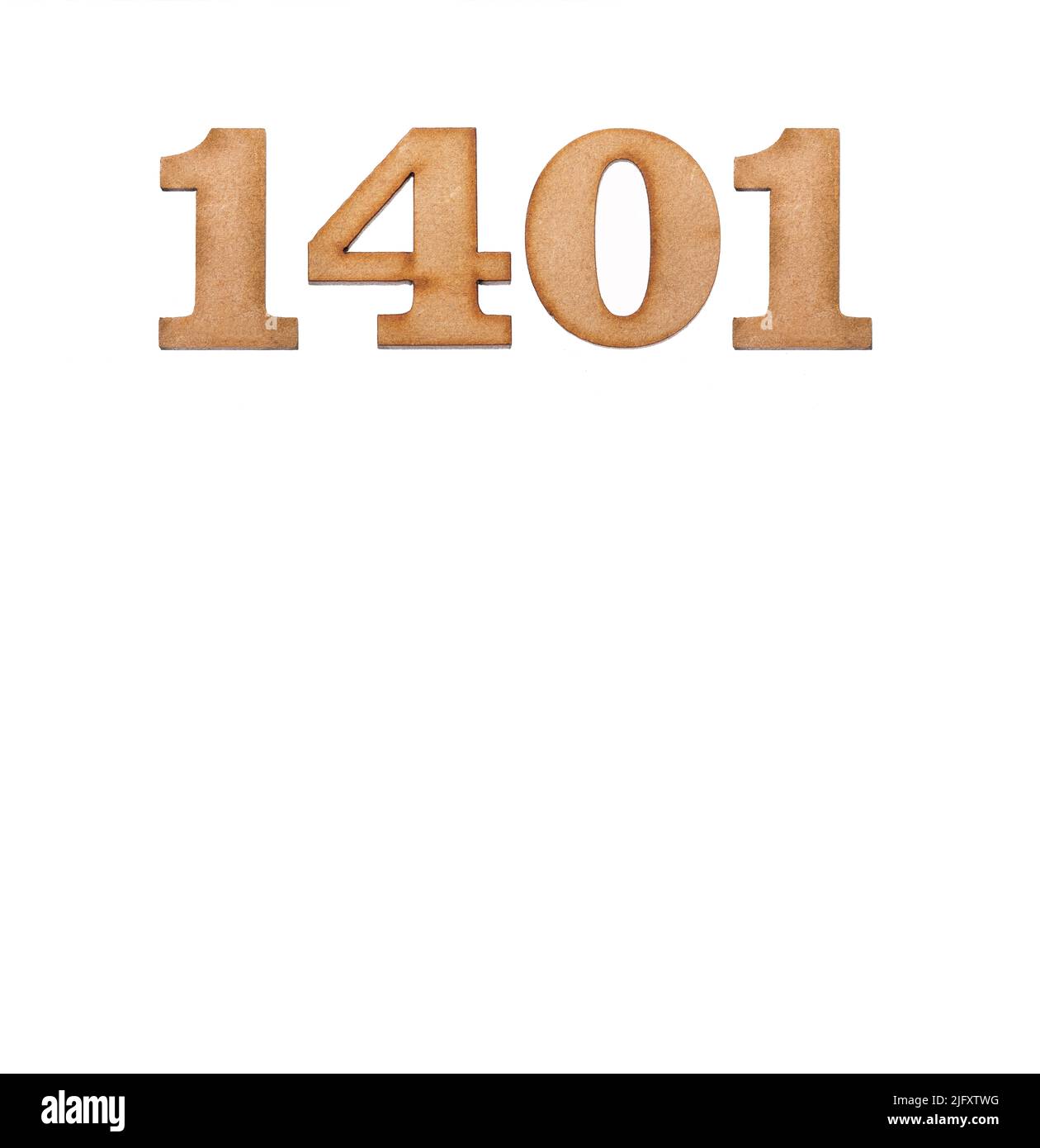 Number 1401 in wood, isolated on white background Stock Photo - Alamy