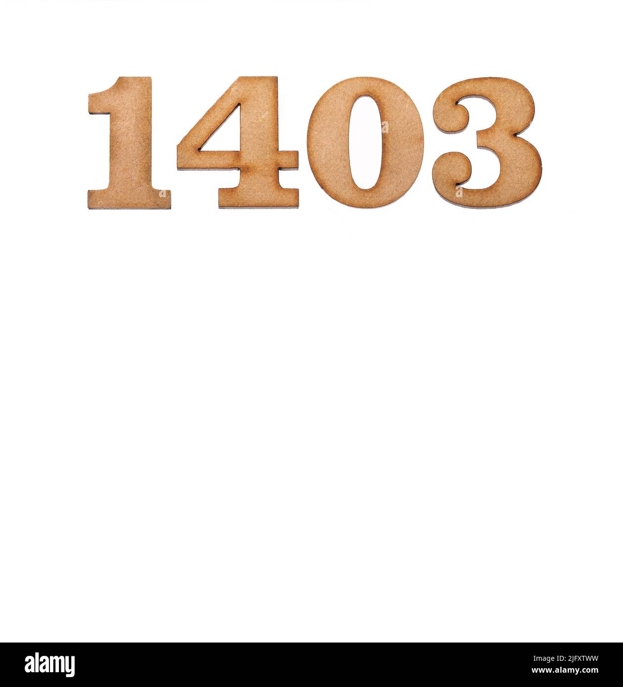 Number 1403 in wood, isolated on white background Stock Photo - Alamy